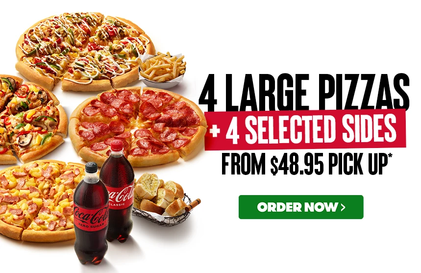 4 PIZZA + 4 SIDES